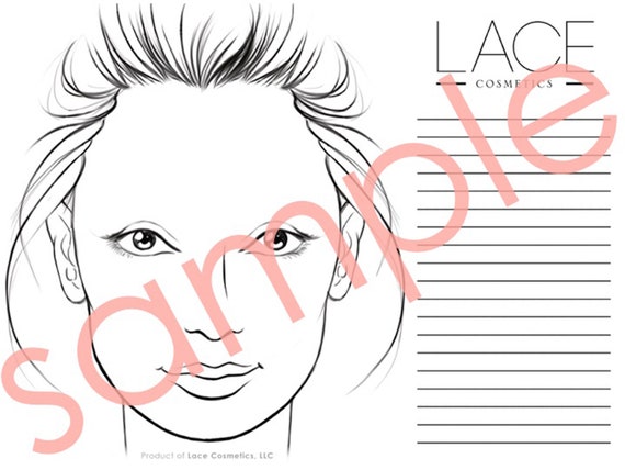 Face Chart With NO EYEBROWS PDF Template Digital Download | Etsy UK
