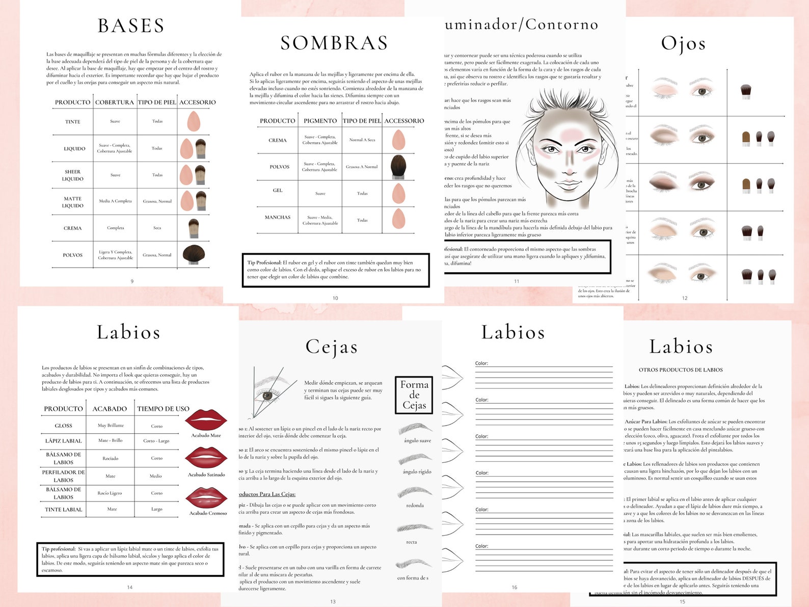 Makeup Lesson Guide Book Spanish and English BUNDLE PDF Digital ...