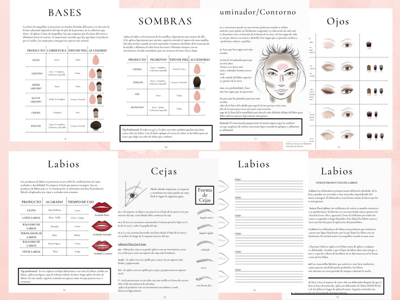 Makeup Lesson Guide Book Spanish and English BUNDLE PDF Digital ...