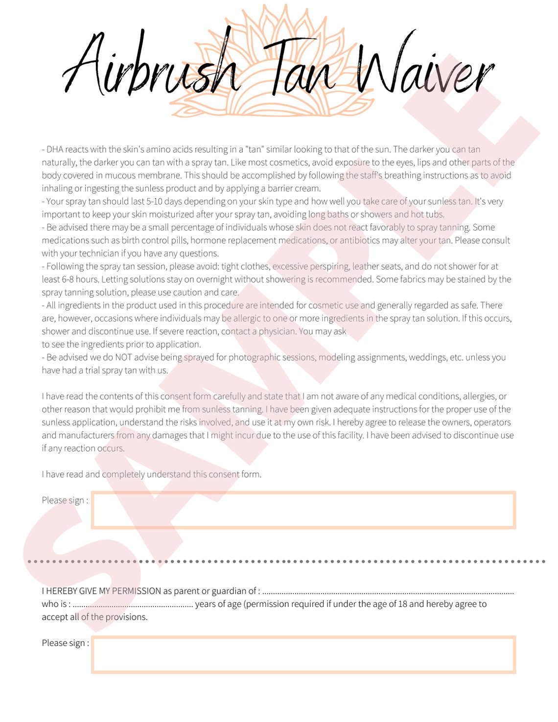 Airbrush Tan Documents Editable Canva PDF Spray Tan Sunless Business ...