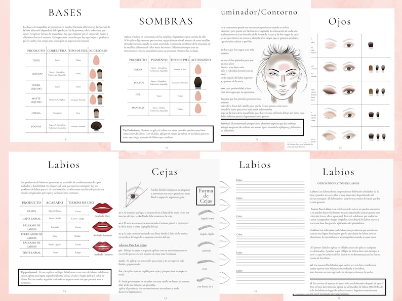 SPANISH Makeup Lesson Guide Book PDF Digital Download E-book Guia De ...