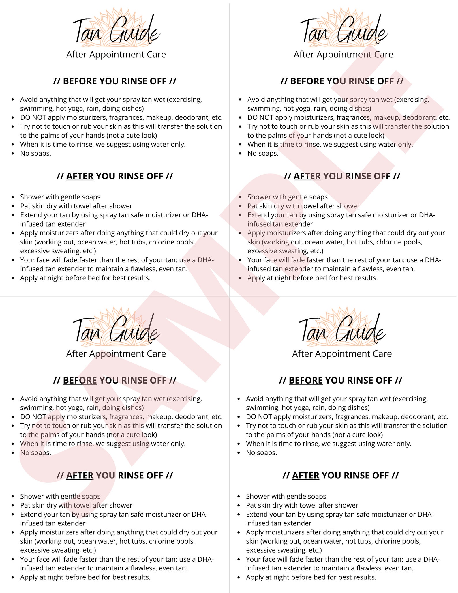 Airbrush Tan Documents Editable Canva PDF Spray Tan Sunless Business ...