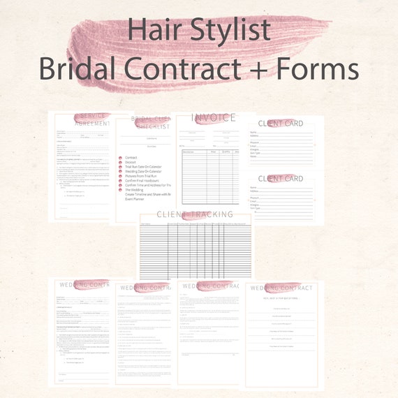 Hair Stylist Wedding Contract and Forms PDF | Etsy