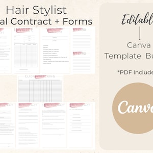 Hair Stylist Wedding Contract and Forms Editable Canva Template and PDF ...
