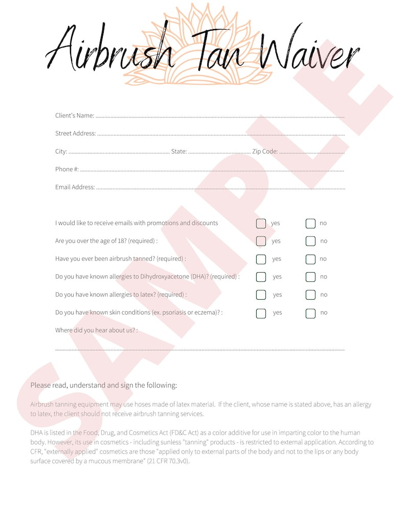 Airbrush Tan Documents Editable Canva PDF Spray Tan Sunless Business ...