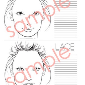 Face Chart With NO EYEBROWS PDF Template Digital Download | Etsy