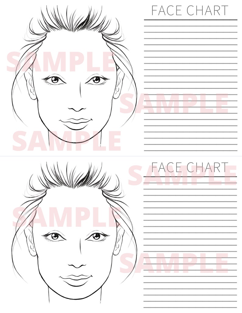 Face Chart With NO EYEBROWS PDF Template Digital Download Microblading ...