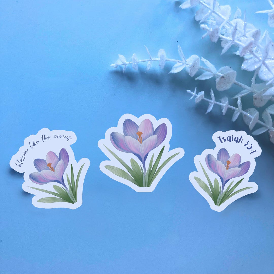 Crocus Flower Bible Verse Sticker | Isaiah 35:1 Die Cut | Blossom Like ...
