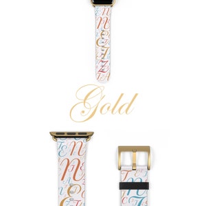 Personalized Name Letters Faux Leather Watch Band 38mm/40mm, 42mm/44mm ...