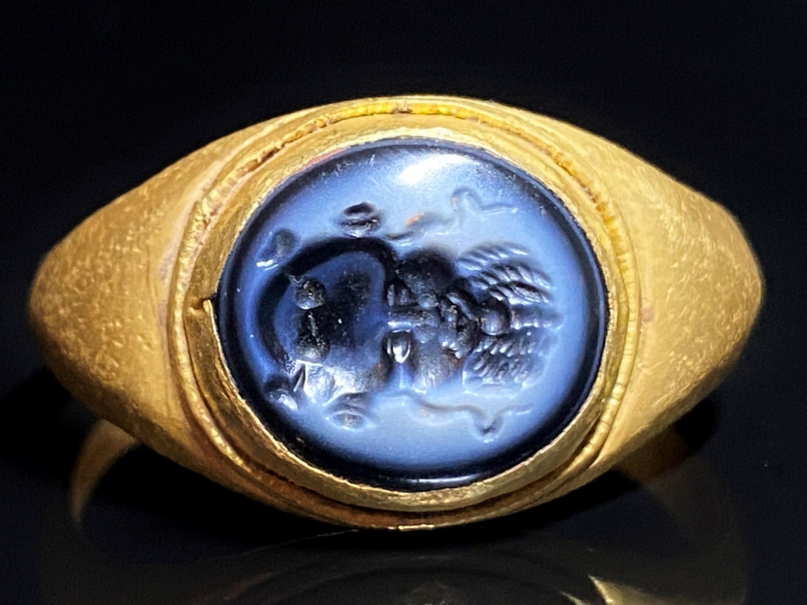 Roman Gold Ring With Intaglio Mask off Satir - Etsy