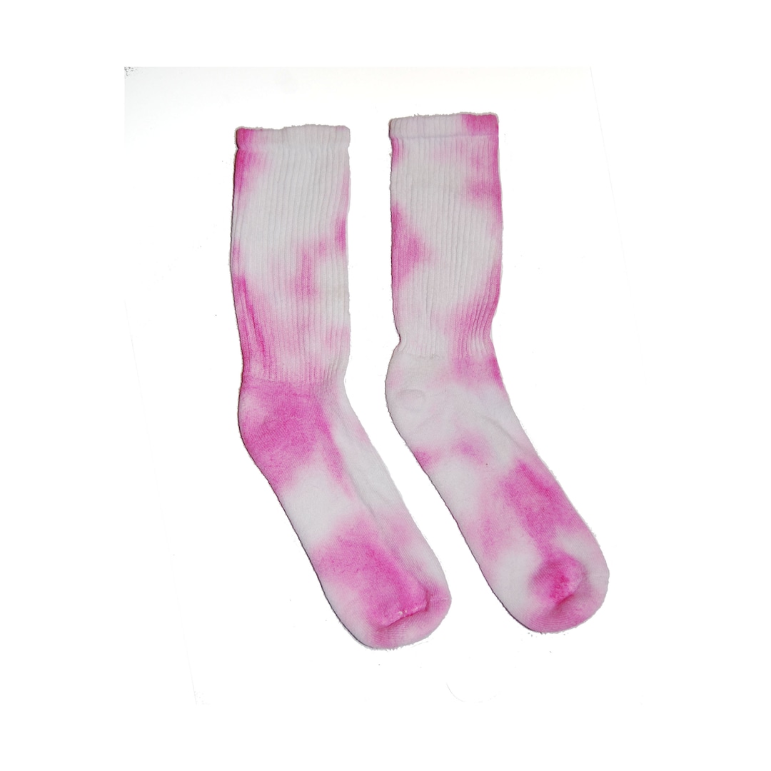 PINK SOCKS Handmade Pink Tie Dye Socks Unisex 100% Cotton Crew Socks ...