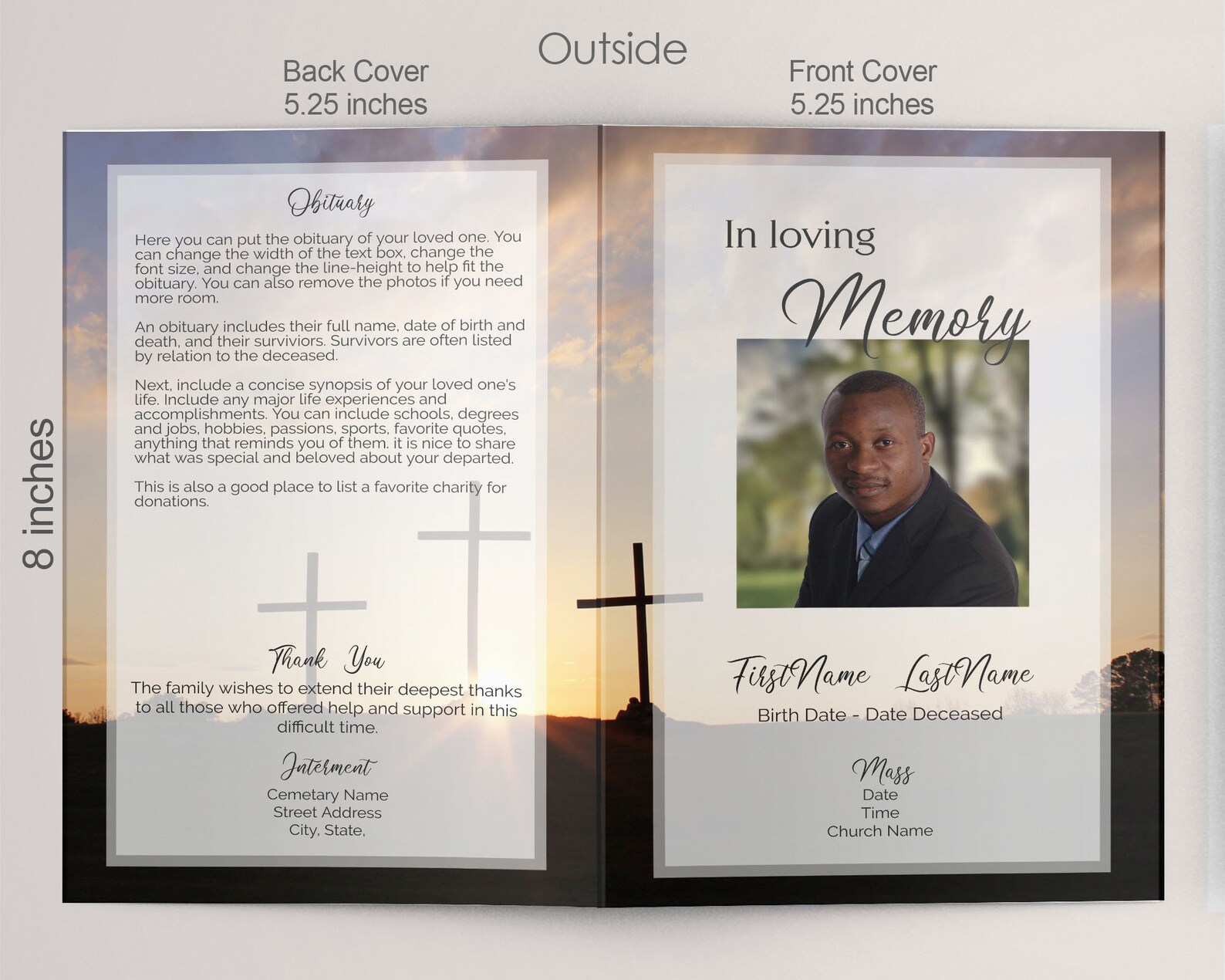 Catholic Funeral Program Template With Cross Celebration Of Etsy