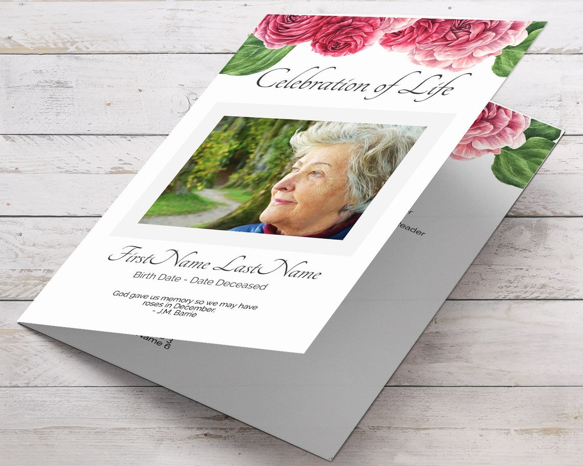 Flower Funeral Program Template and Order of Service. Funeral | Etsy