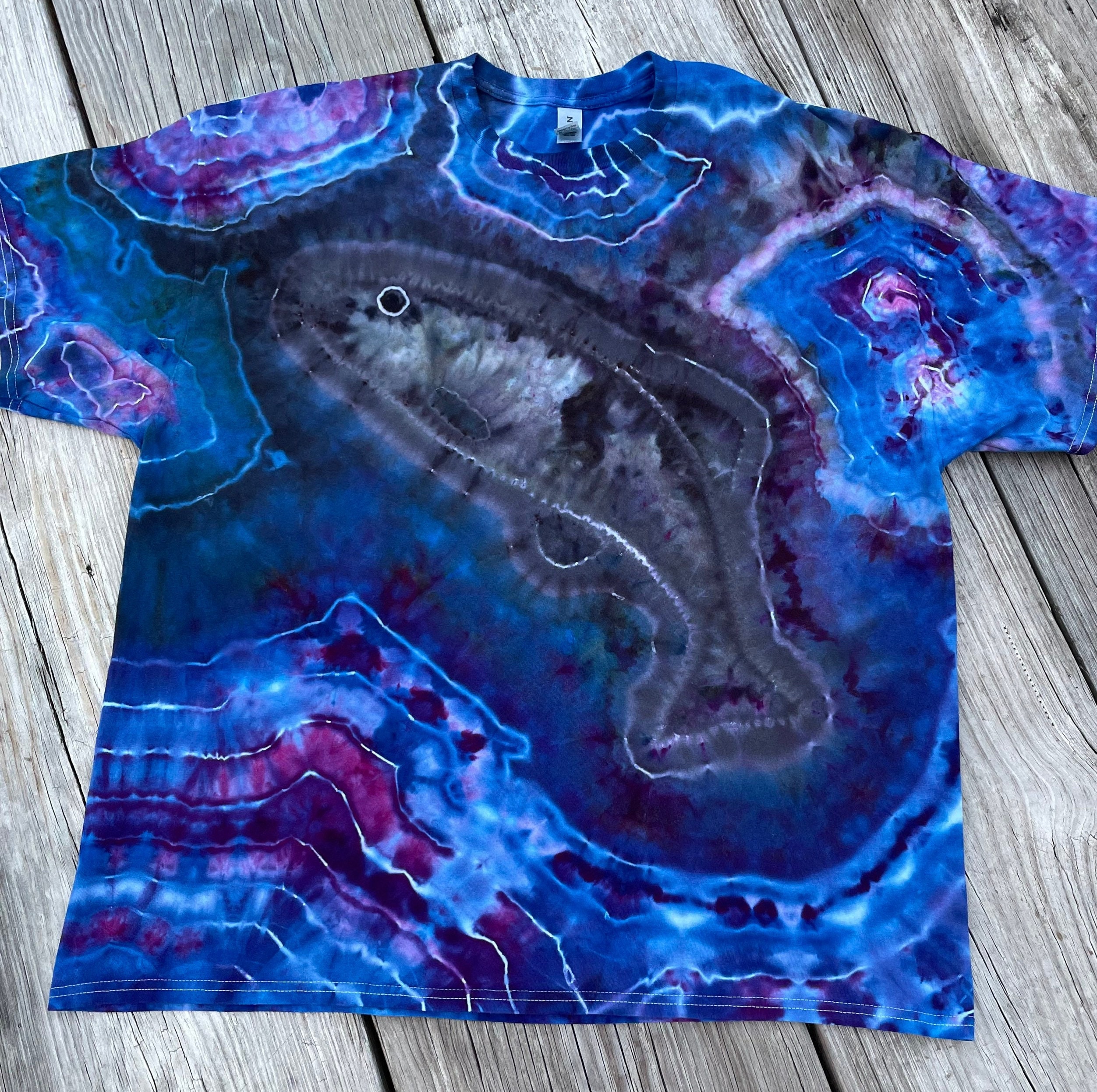 Gone Fishing Jumping Salmon Tie Dye Ice Dyed Geode Shirt - Etsy