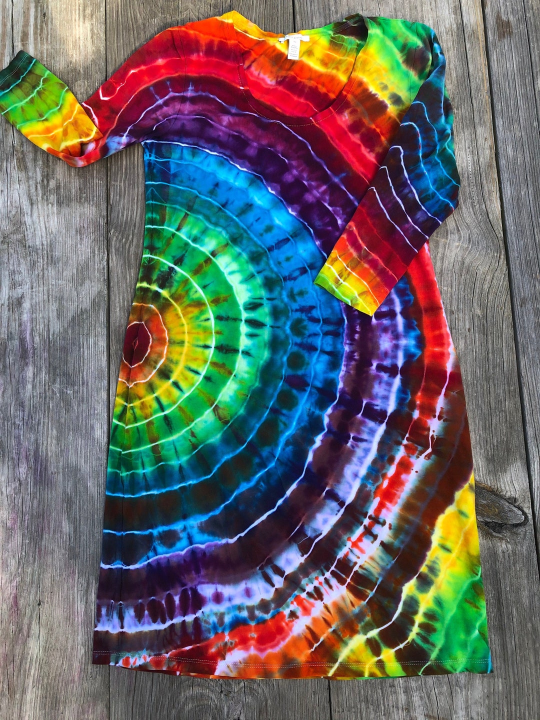 Women's 3/4 Sleeves Rainbow Side Bullet Knee Length Cotton Dress - Etsy