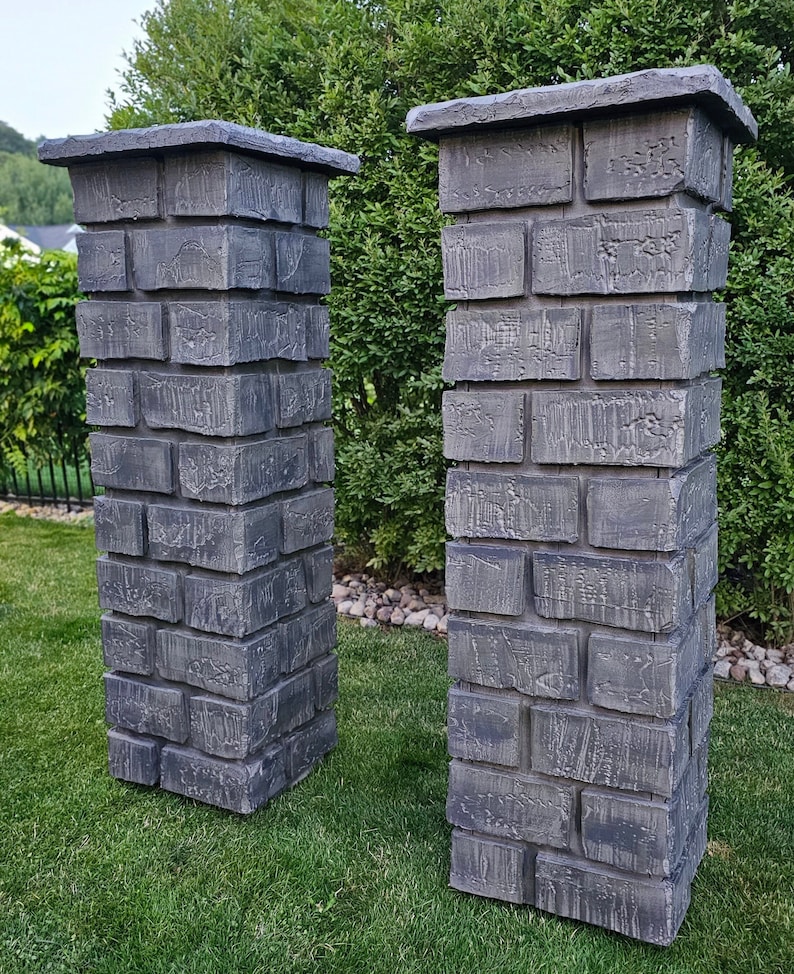 Stone Pillars, Halloween Prop, Yard Decoration, Graveyard Art, Pillar ...