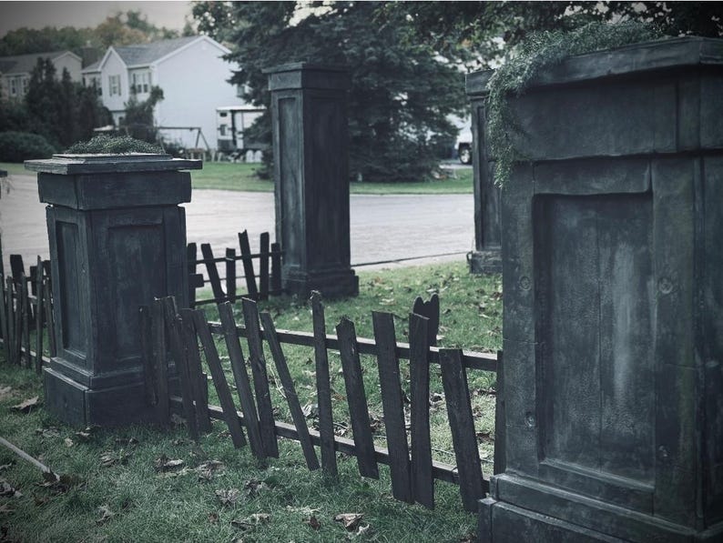 Halloween Fence Gate Prop, Yard Decoration, Graveyard Art, Stone ...