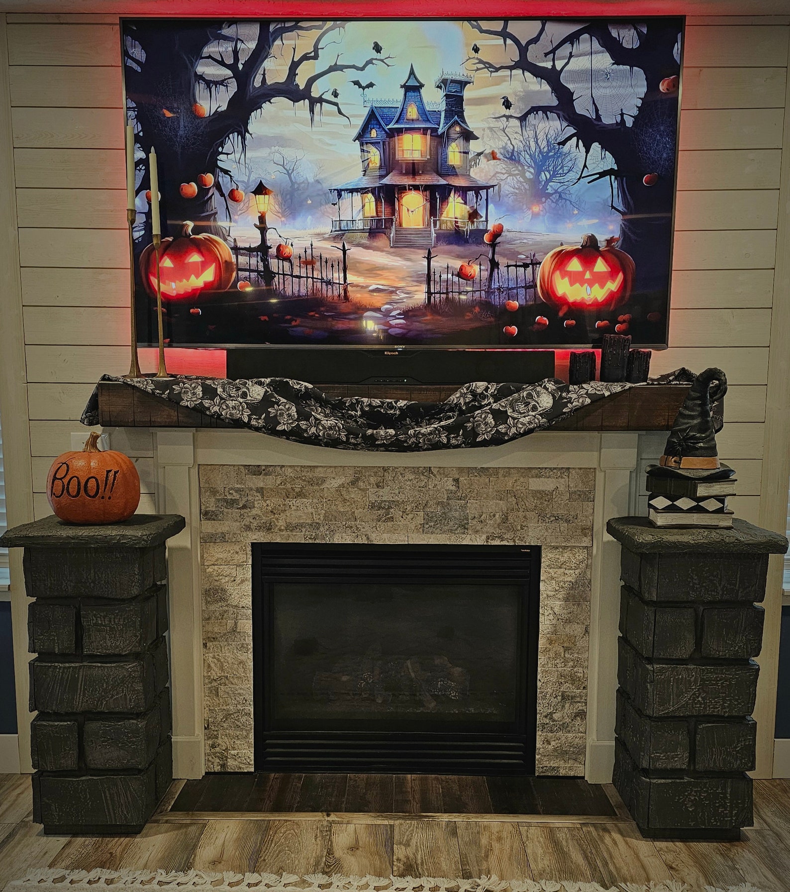 Stone Pillars, Fireplace, Front Step, Entrance, Halloween Prop, Yard ...