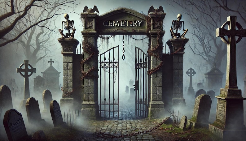 Cemetery Entrance Prop, Halloween Prop, Yard Decoration, Graveyard ...