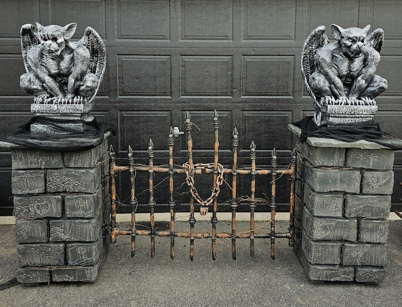Halloween Fence Gate Prop, Yard Decoration, Graveyard Art, Stone ...