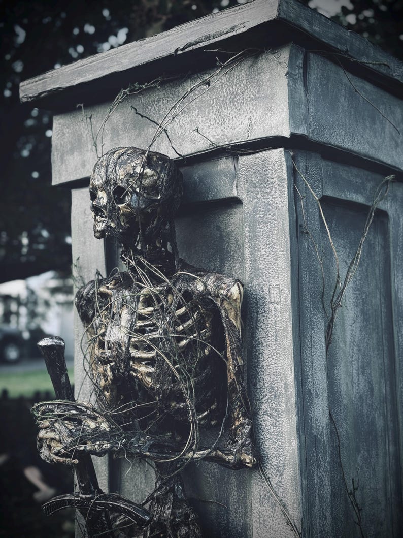 Recessed Panel Pillars, Skeletons W/ Swords, Vines, Halloween Prop ...