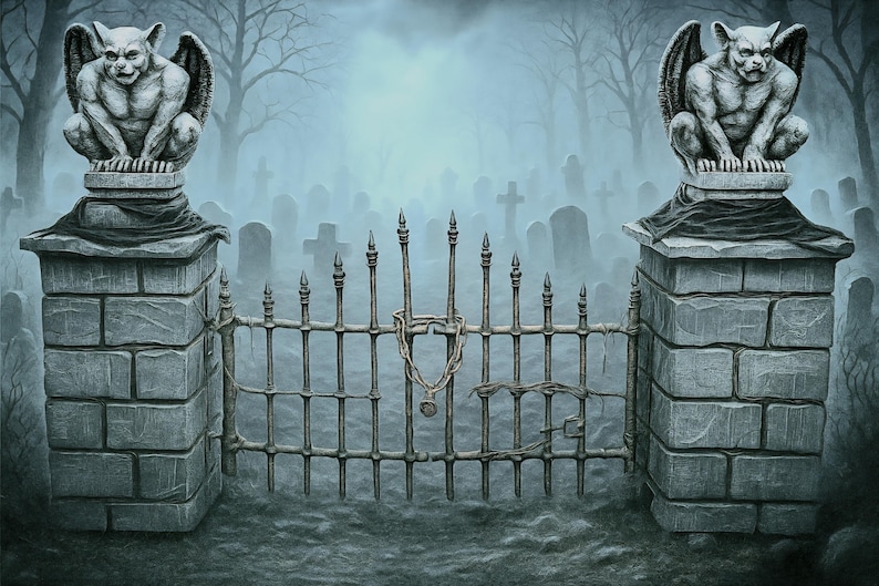 Gargoyle Cemetery Entrance, Halloween Prop, Yard Decoration, Graveyard ...