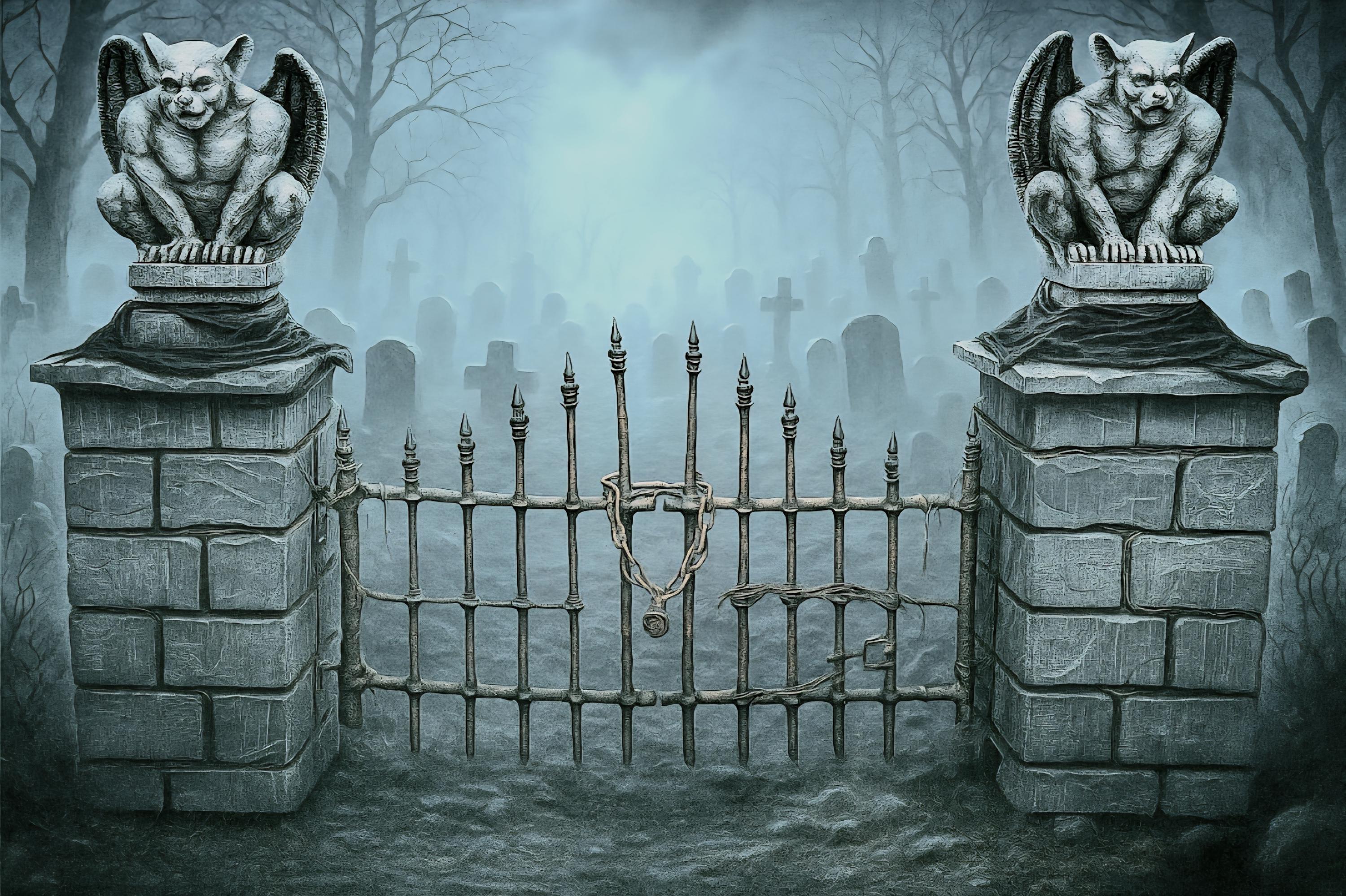 Gargoyle Cemetery Entrance, Halloween Prop, Yard Decoration, Graveyard ...