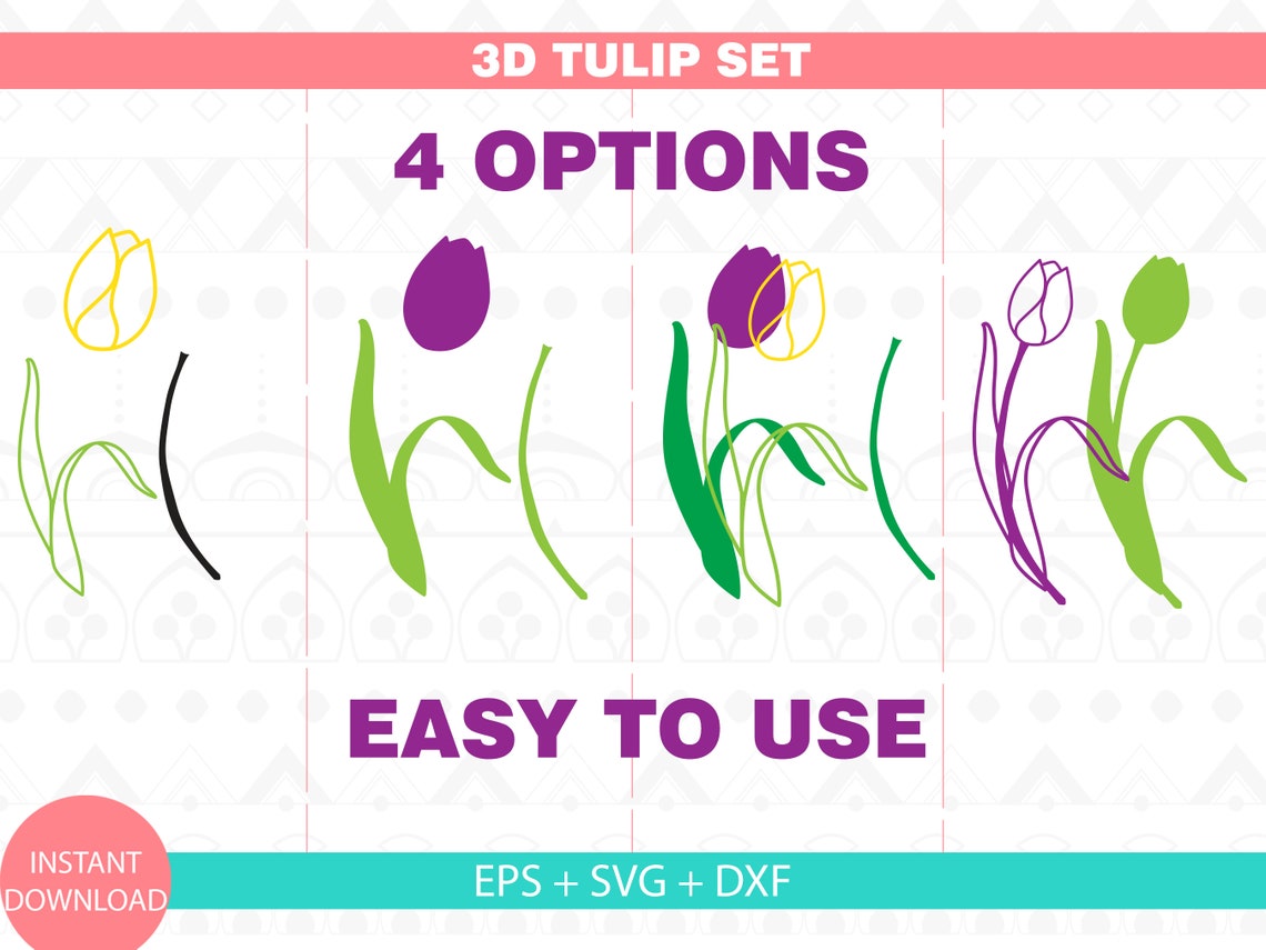 Tulip SVG Cut Files, Flower SVG Files, Laser Cut File, Flower Bouquet ...