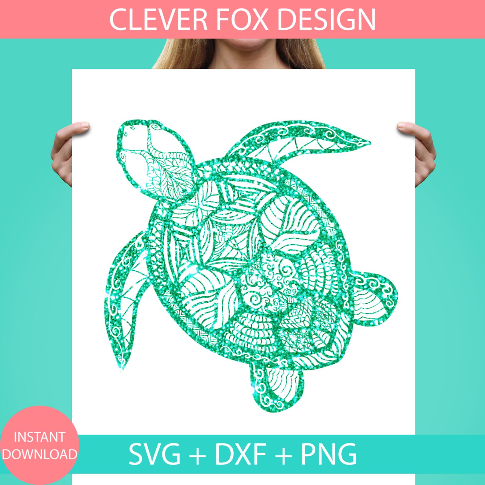 Sea Turtle SVG Mandala Turtle DXF Zentangle Animal PNG Cut - Etsy