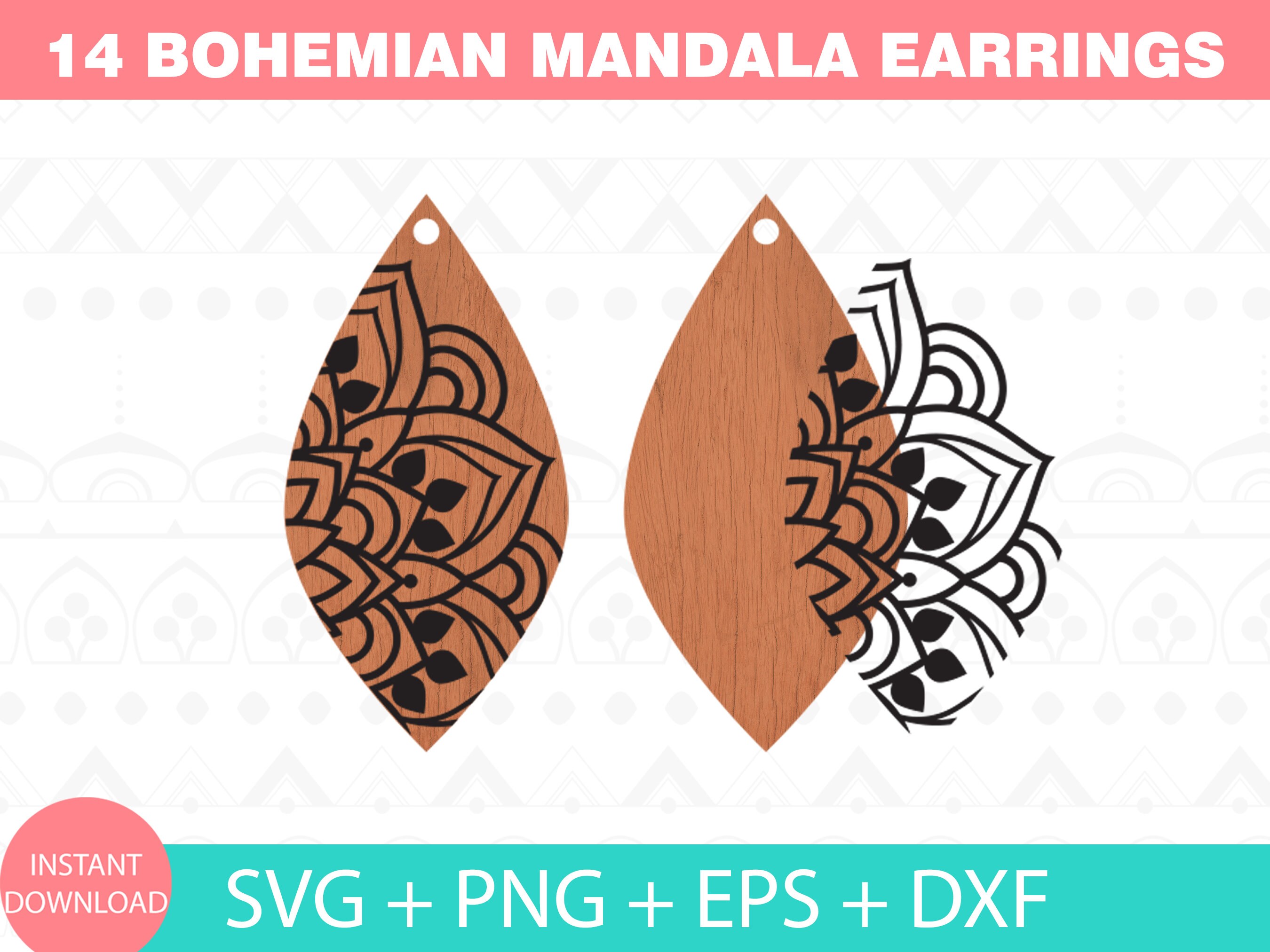 Boho Southwest Inspired Stacked Earrings Bundle Svg Png Eps Dxf Mandala ...
