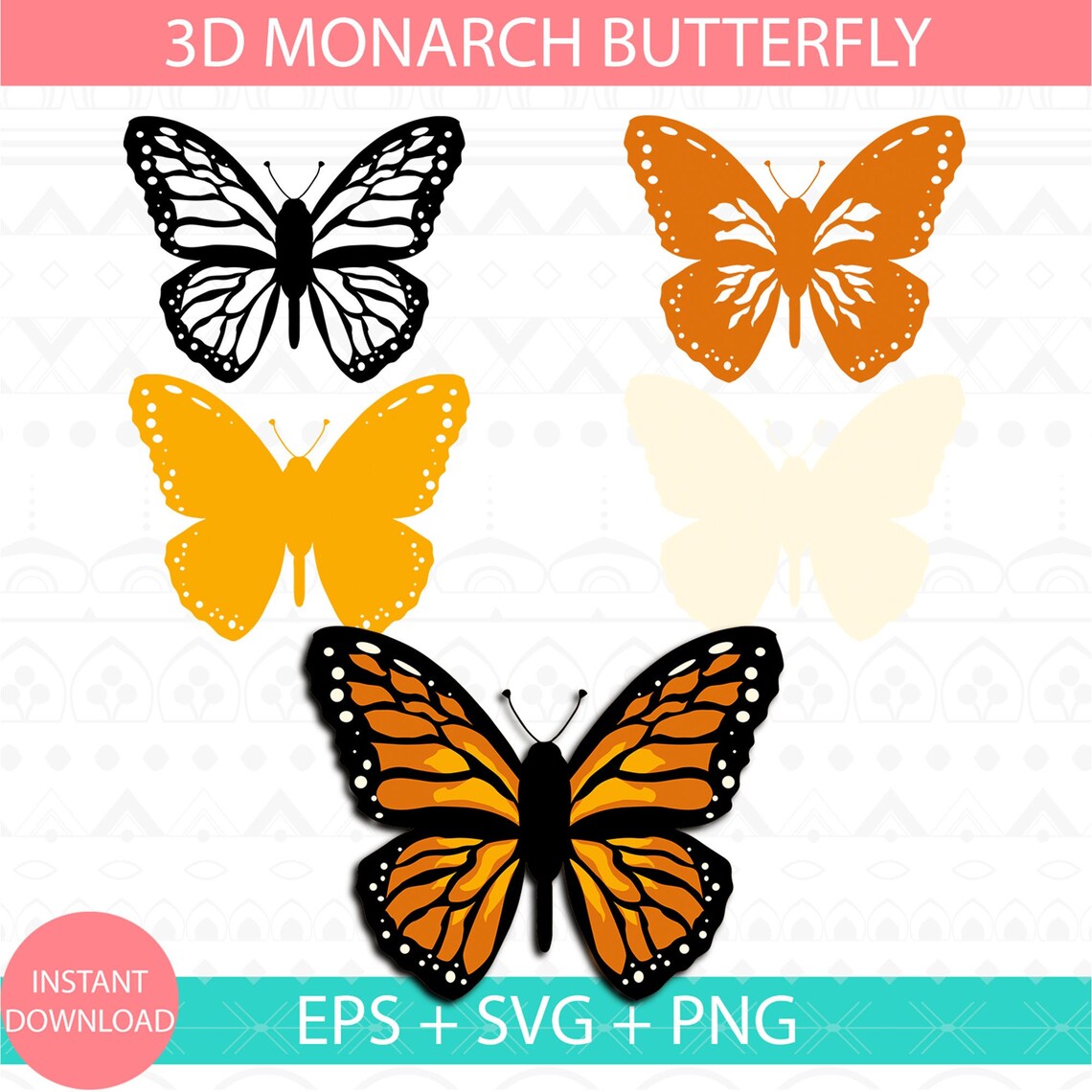 3D Monarch Butterfly Print File | Butterfly Cut File | Butterfly Vector ...