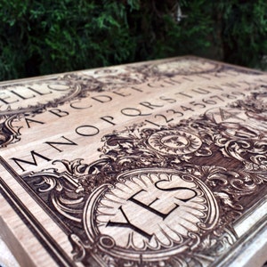 Engraved Wooden Ouija Board & Planchette Set | Occult-themed Spirit ...