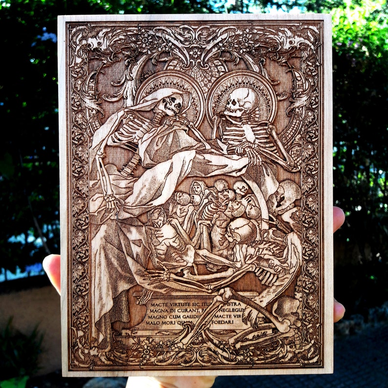 Skeleton Memento Mori - Horror Gothic Wood Wall Art - Etsy