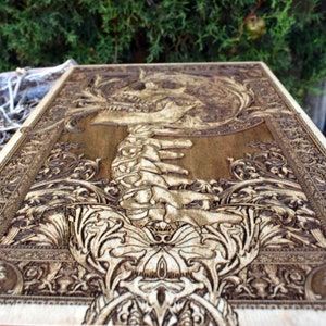 Horror Gothic Art Wooden Anniversary Gift Dark Art, Skull Spine Macabre ...