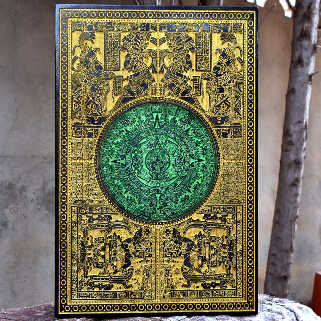 Personalized Aztec Calendar Mayan Wood Art – Custom Engraved Wooden ...