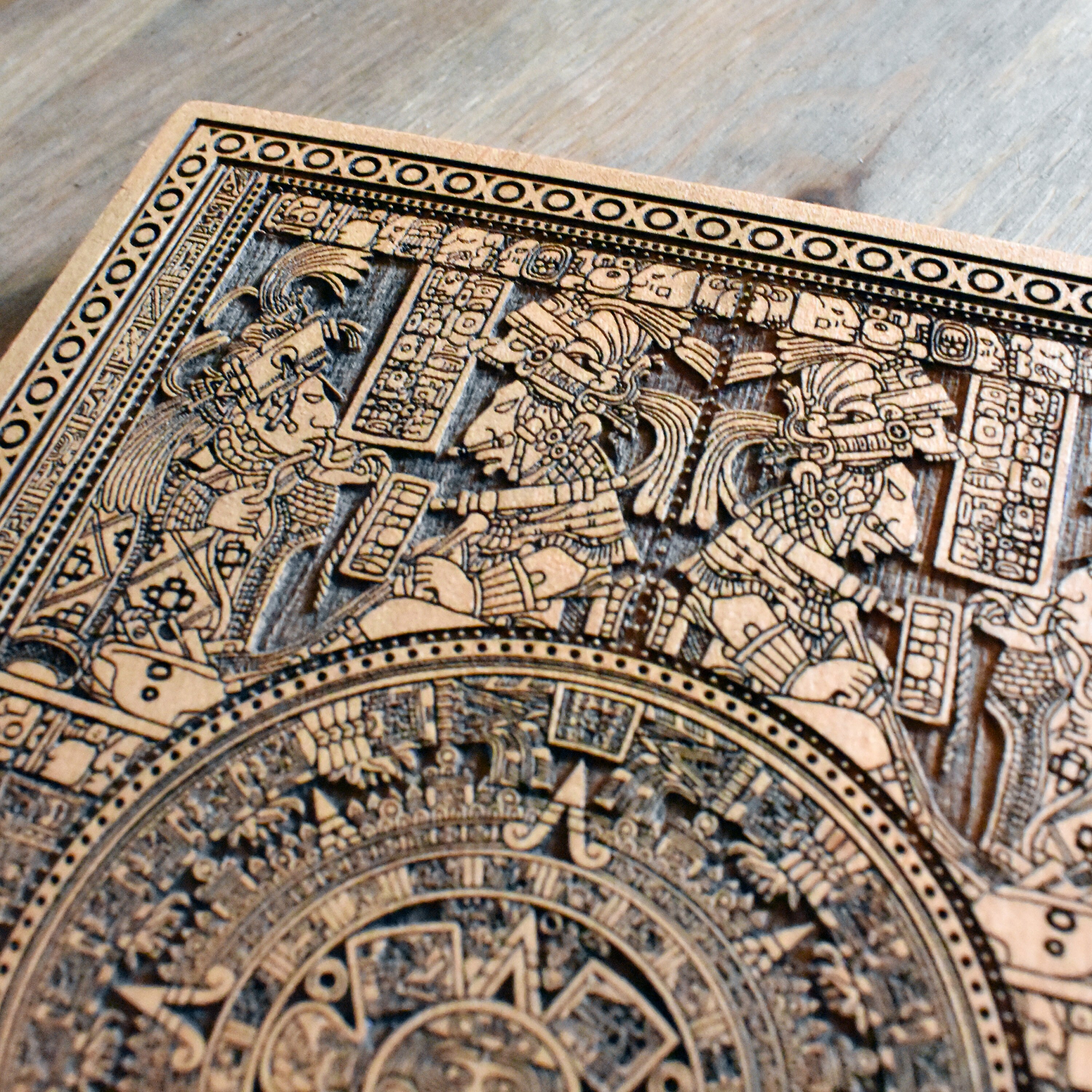 Aztec Calendar Art Decor Mayan Mexican Wood Carving Plaque - Etsy