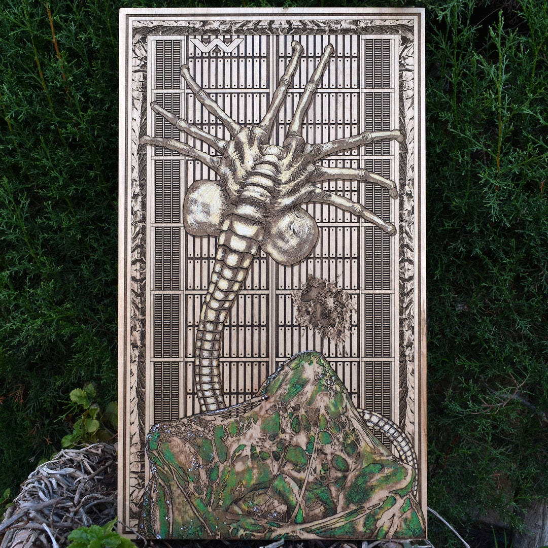 5-year Wood Anniversary Gift - Alien Facehugger Wood Wall Art, Sci-fi ...
