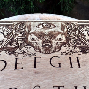Engraved Wooden Ouija Board & Planchette Set | Occult-themed Spirit ...