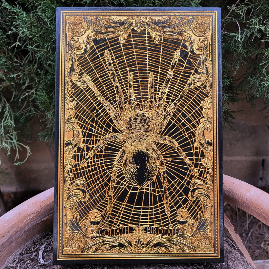 Goliath Birdeater Tarantula Wood Art - Black & Gold Gothic Wall Decor ...