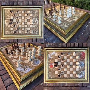 Wood Chessboard - Space Ships Movie Theme - Geek Anniversary Gift ...