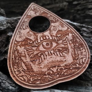 Engraved Wooden Ouija Board & Planchette Set | Occult-themed Spirit ...