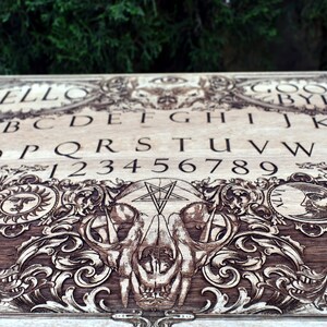 Engraved Wooden Ouija Board & Planchette Set | Occult-themed Spirit ...