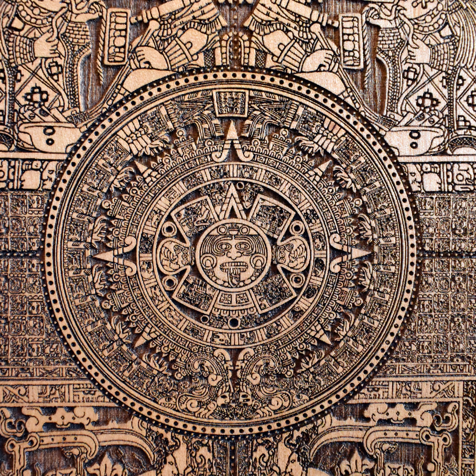 Aztec Calendar Art Decor Mayan Mexican Wood Carving Plaque - Etsy