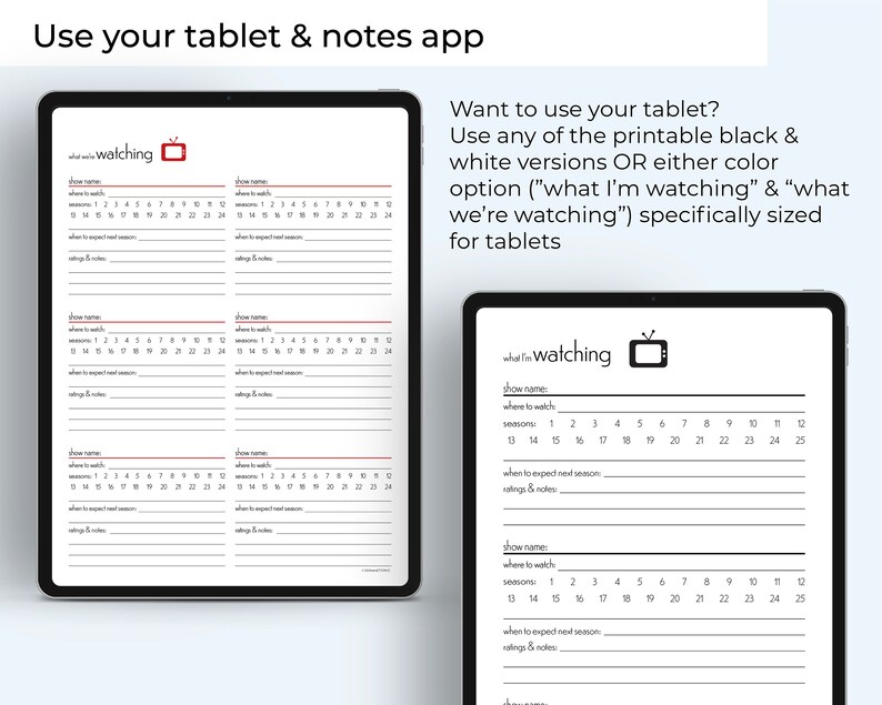 TV Series Tracker Printable AND Digital Watch Lists Episode - Etsy