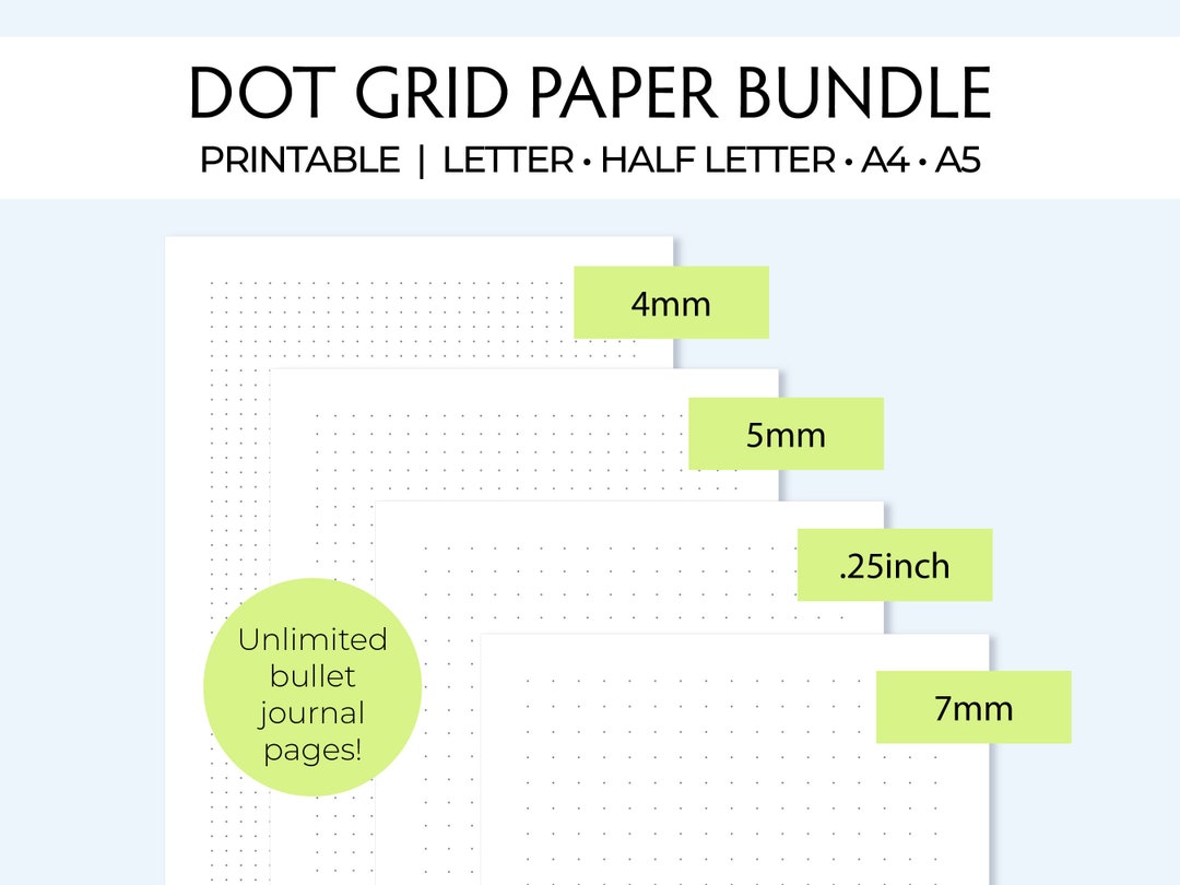 Printable Dot Grid Notepaper Bundle. Narrow and Wide Ruled. Prints ...