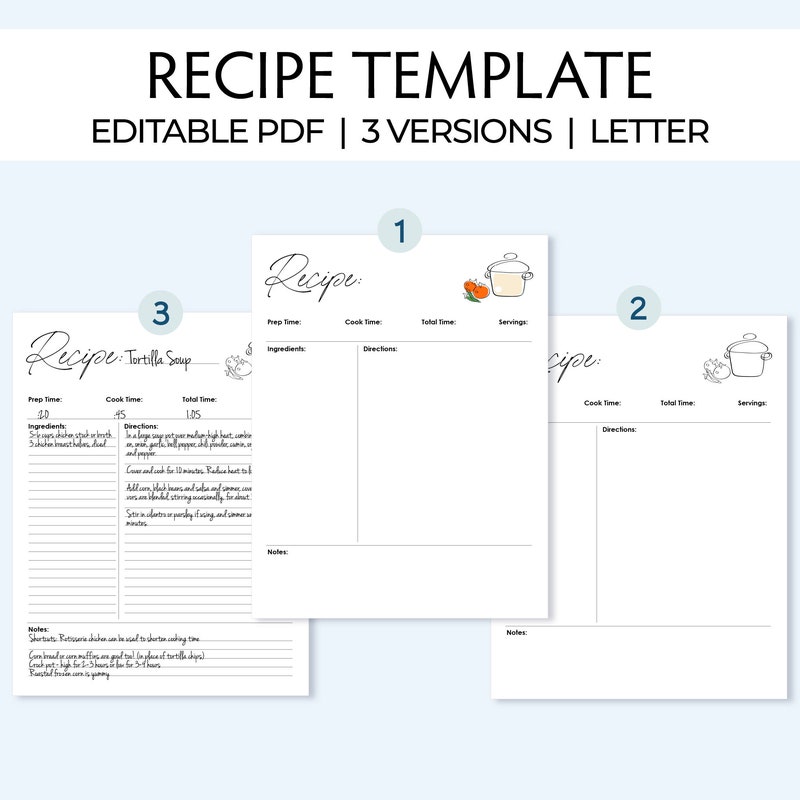 Recipe Template - Etsy