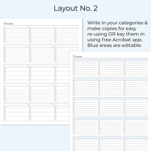 Printable Grocery List Templates, Digital or Print on Letter, Half ...