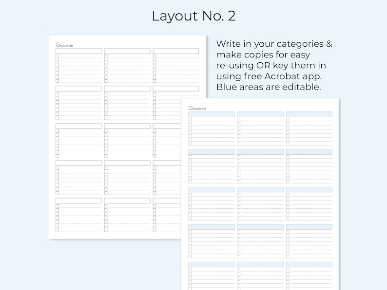 Printable Grocery List Templates, Digital or Print on Letter, Half ...