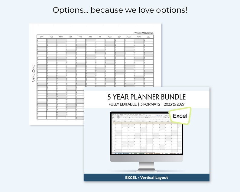 Printable Year Planner, Undated Foldout for A5 Planners, Prints on US ...