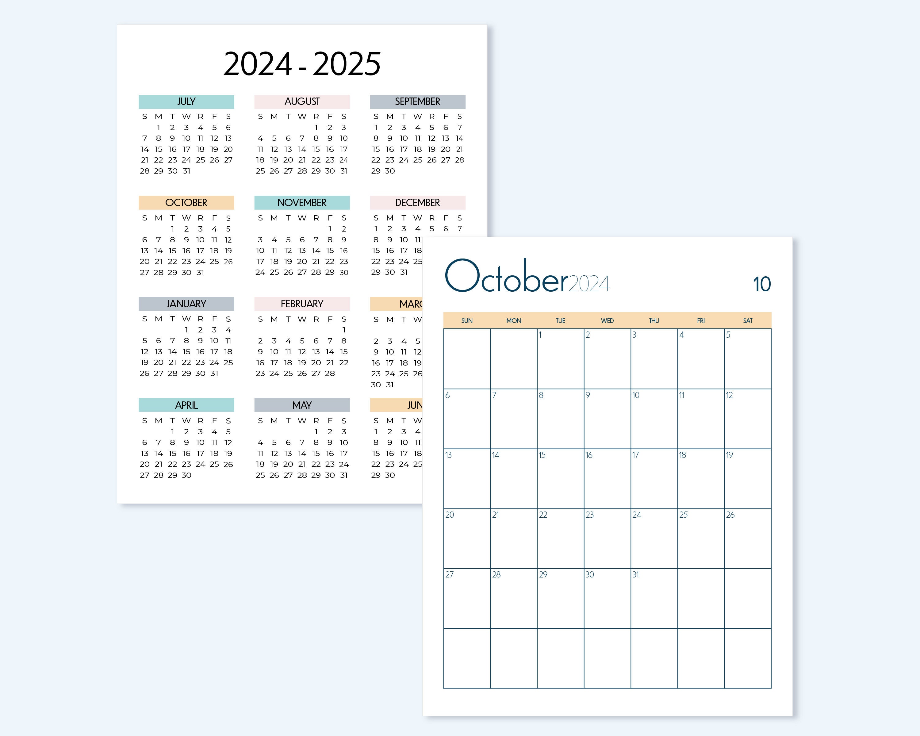 Academic Planner 2024-2025 Year and Monthly Printable, Homeschool ...